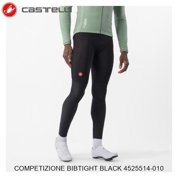 CASTELLI カステリ COMPETIZIONE BIBTIGHT BLACK 4525514-010 自転車用 ビブタイツ前面の防風＆保温で、寒い日も快適に。 このビブタイツは、前面に暖かさと防風性をプラスしているため、肌寒い日から寒...