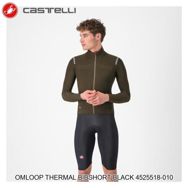 CASTELLI カステリ OMLOOP THERMAL BIBSHORT BLACK 4525518-010 自転車 ビブショーツ肌寒い日に最適。ひざ上丈の高機能ビブショーツ。このショーツは、ひざ上までカバーするデザインで、春や秋などの涼...