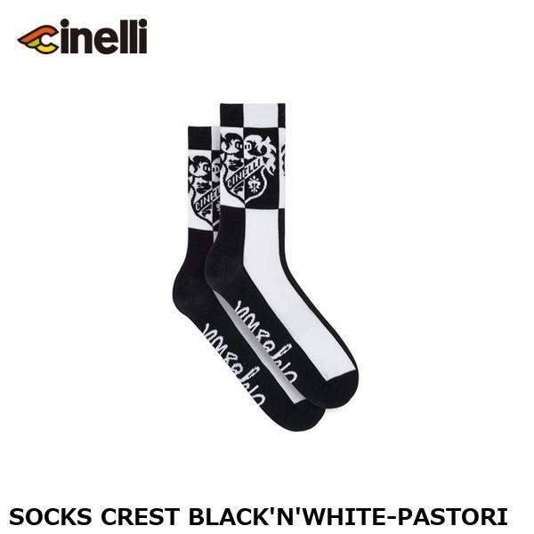 cinelli チネリ SOCKS CREST BLACK'N'WHITE-PASTORI サイクルソックス 靴下ジオ・パストーリによるチネリのためのオリジナルアートワーク100%イタリア製高性能快適生地袖口の長さ13cm■商品のデザイン、...