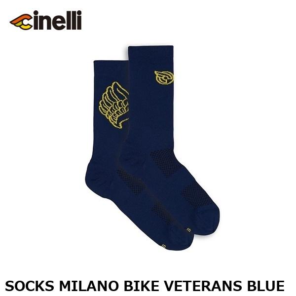 cinelli チネリ SOCKS MILANO BIKE VETERANS BLUE サイクルソックス 靴下イタリア製高性能快適生地袖口の長さ13cmアメリカ海軍の退役軍人に退職時に贈られる、刺繍がたっぷり入った野球帽からインスピレーショ...
