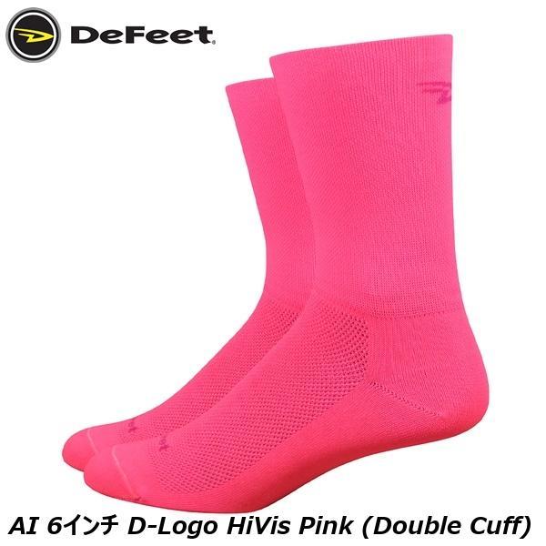 DeFeet ディフィート AI 6インチ D-Logo HiVis Pink (Double Cuff) サイクルソックス 靴下DeFeetの代名詞創業当初から作り続けられている、Defeetサイクリングソックスのスタンダードモデルです。...