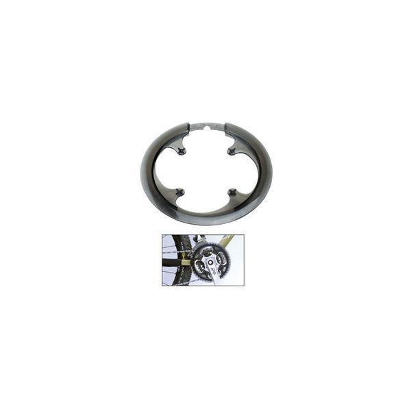 ○シマノ ホローテック2など、クランクボルトを使用しないタイプのクランクにも取付可能な42、44T対応チェーンリングカバー。●ポリカーボネイト●42、44T対応●取付ネジ4本、スペーサー4個付属●重量：52g (カタログ値)●カラー：スモーク