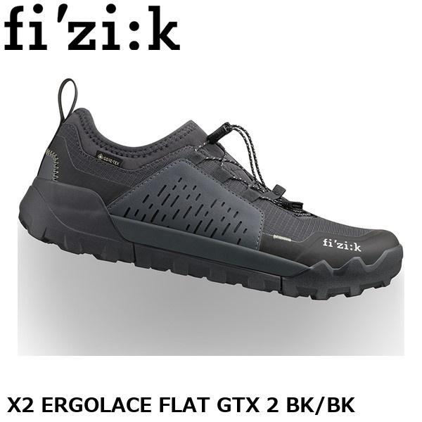 fizik フィジーク X2 ERGOLACE FLAT GTX 2 BK/BK 自転車 サイクルシューズ ビンディングシューズ重量：375g（size42）アッパー：ウーブン・リップストップファブリック、GOE-TEX Invisible...