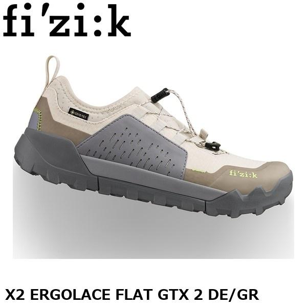 fizik フィジーク X2 ERGOLACE FLAT GTX 2 DE/GR 自転車 サイクルシューズ ビンディングシューズ重量：375g（size42）アッパー：ウーブン・リップストップファブリック、GOE-TEX Invisible...
