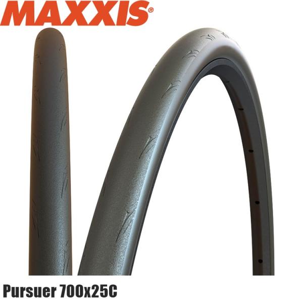 Maxxis マキシス Pursuer パーサー 700x25C クリンチャータイヤ 自転車強度に優れたケーシングに厚めのトレッドラバーを組み合わせた、パンクと摩耗に強いロードクリンチャータイヤ。高いグリップ力と低転がり抵抗を誇る「High...