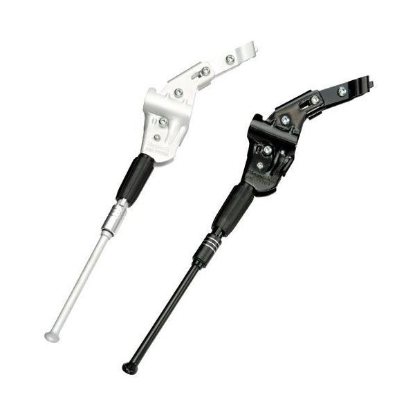 ○24インチから26インチまで対応のサイドスタンド。●取付部15mm可動●フット部26mm可動●24インチ〜26インチ対応●重量(カタログ値)：263g●カラー：ブラック、シルバー