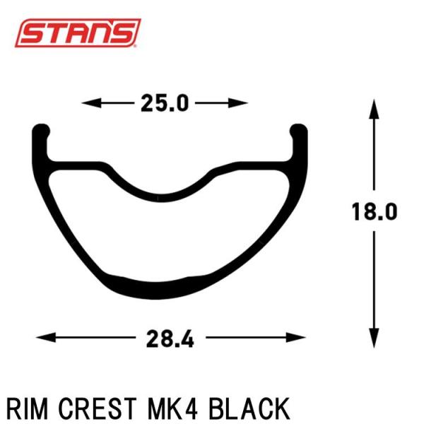 Stan's スタンズ RIM CREST MK4 BLACK 自転車 リム2.3インチタイヤまで使用可能なXCOモデル新たに左右非対称デザインが採用され、スポークテンションの左右バランスが向上し、通常のリムと比べて高い安定性を持つホイール...