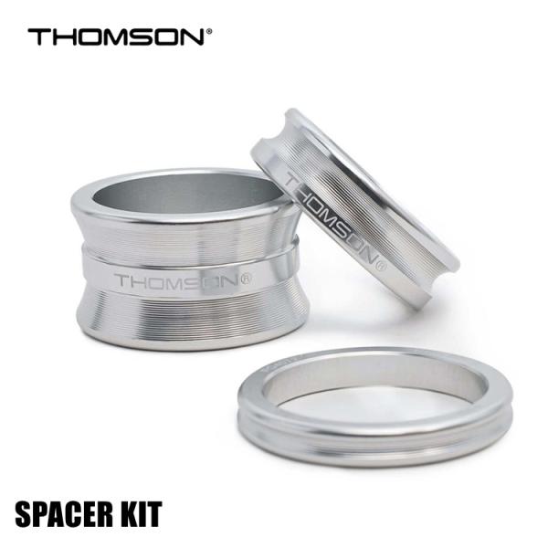 THOMSON トムソン SPACER KIT シルバー 自転車用スペーサーCNC仕上げのスペーサーセット高い工作精度と独特のデザインが魅力的な、1-1/8"ステアリングコラム用スペーサーキットです。X2 / X4 ステムとのコーディネート...
