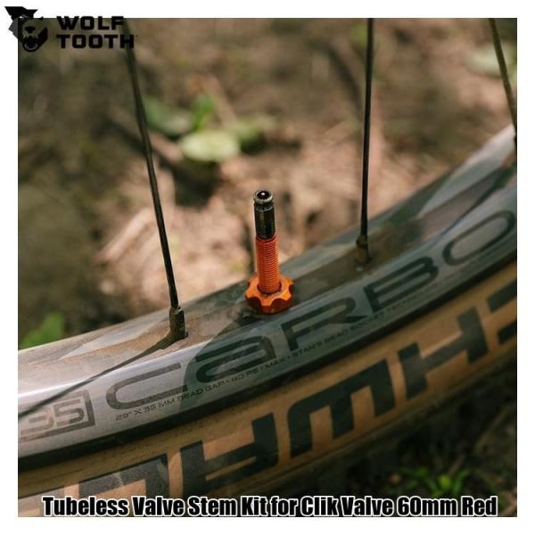 WOLF TOOTH　ウルフトゥース Tubeless Valve Stem Kit for Clik Valve 60mm Red 自転車 バルブ●【Clikバルブ専用のチューブレスバルブ】キャップはClikバルブコア用の取り外しツールと...