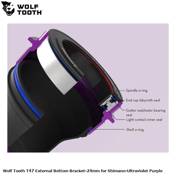 WOLF TOOTH ウルフトゥース Wolf Tooth T47 External Bottom Bracket-24mm for Shimano-Ultraviolet Purple 自転車 ボトムブラケット(BB)●ブランドウルフトゥ...