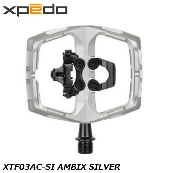 XPEDO エクスペド XTF03AC-SI AMBIX SILVER 自転車 ビンディングペダル片面フラット、片面SPDのペダル Qファクターが広めのモデル Weight: 390g; 405g Oil Slick Body: Alumi...