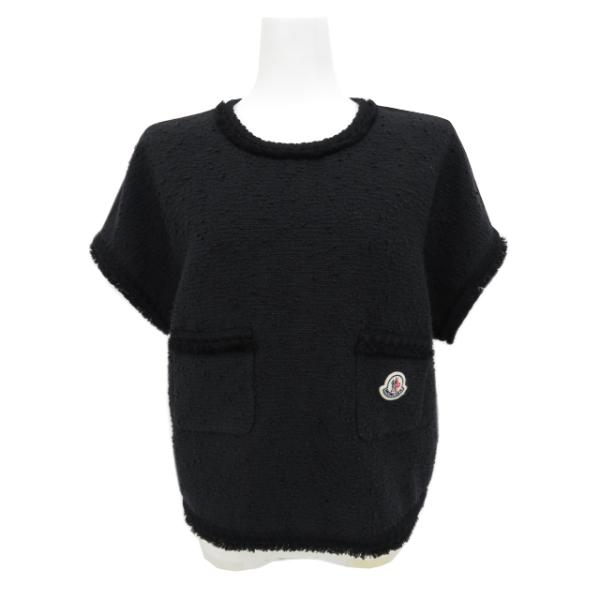 ＭＯＮＣＬＥＲ　ツイード切替トップス　MAGLIA MANICHE　ブラック　XS　'24年春夏　A1美品【中古】