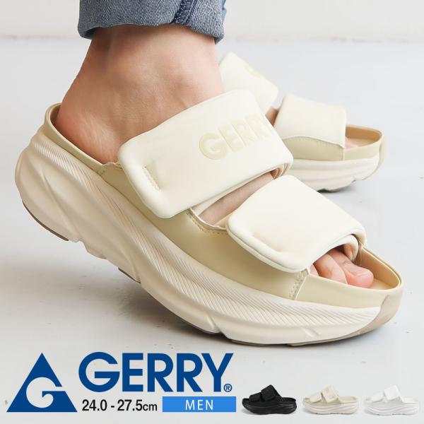 ■GERRY/ジェリー■高反発ソールを採用したスライドサンダル厚みのあるソールでクッション性があり、足への負担を軽減し長時間履いても疲れにくい。[カラー]：BLACK(ブラック)|BEIGE(ベージュ)|WHITE(ホワイト)[素材]：アッ...
