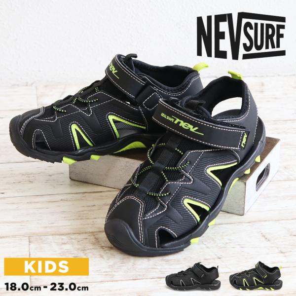 ■nev/ネブ■モックタイプの水陸両用サンダル。[サイズ]：18.0cm|19.0cm|20.0cm|21.0cm|22.0cm|23.0cm[カラー]：BLACK(ブラック)|BLACK/LIME(ブラック/ライム)■関連ワード■夏 サン...