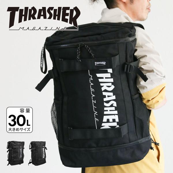 ■THRASHER|スラッシャー■収納ポケット豊富なスクエア型バックパック。多目的に使えるDカン装備。A3サイズ対応。背面のファスナーからもメインルームにアクセス出来るので便利。仕分け可能な2層式で下部ルームはシューズや着替えなどの収納に便...