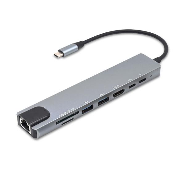 1つのUSB-CポートにHDMI / RJ45 / microSD/ SD / USB-C / USB-A×2 / PD100W給電機能を追加することができるDOCK STATIONです。USB-Cポートの少ないノートPCやタブレットでも、...