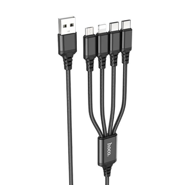 1つのUSBポートから、Type-C×2 / iOS×1 /microUSB×1端子を搭載した4台の機器を同時に充電できる1mの充電専用ケーブルです。■4つ又ケーブルType-C×2、iOS×1、micoroUSB×1端子を搭載しているので...