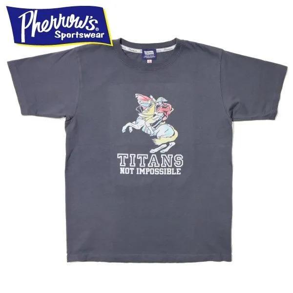 夏のアメカジに欠かせない、1枚でサマになるデザイン豊かなTシャツ【ブランド】フェローズ PHERROWS【商品番号】25S-PT22【商品名】ネコポス送料200円 フェローズ 25S-PT22 TITANS プリントTシャツ 半袖 T-SH...