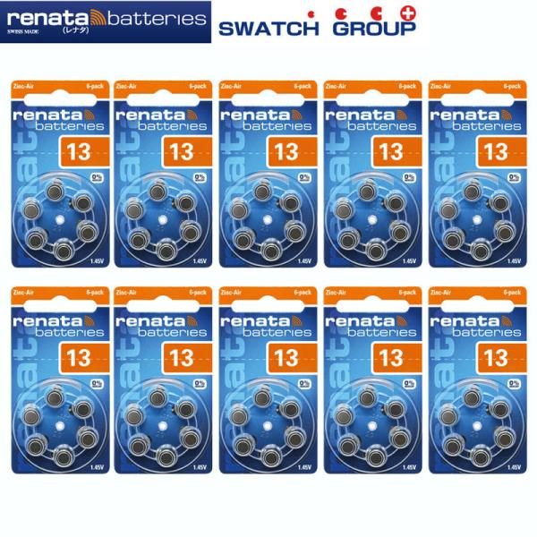 レナタ 補聴器用電池 PR48(13)  10シート(6×10＝60個入)セット 正規輸入品 空気電池 ドイツ製 高品質 電池 補聴器 高品質 renata PANASONIC パワーワン パナソニック 互換 補聴器