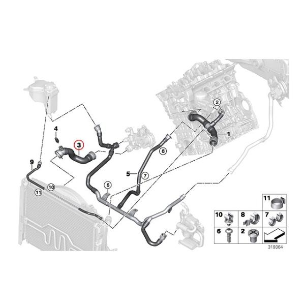 ラジエター ラジエーター ロアホース リターンホース BMW 1シリーズ E87 118i 120i UD20 UF18 UF20 ...