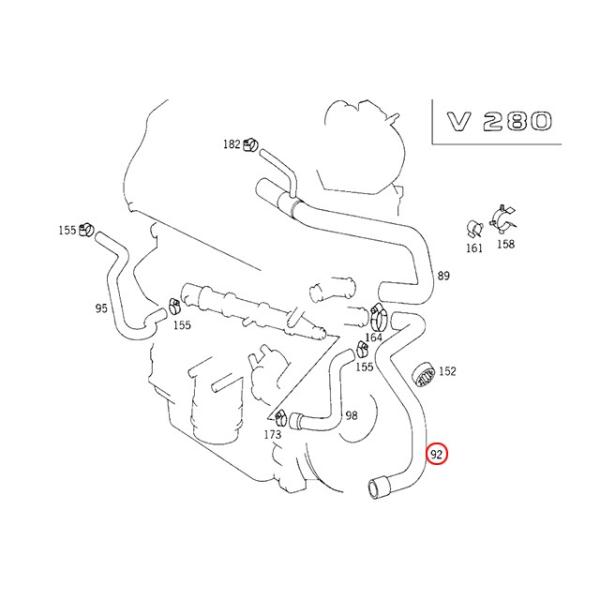 ラジエター ラジエーター ロアホース メルセデスベンツ Vクラス W638 V230 V280 リターンホース :6385011582:セント ...