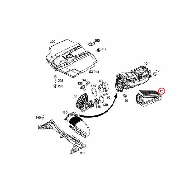 エアフィルター メルセデスベンツ Cクラス W205 C220D OM651 直4エンジン :6510940100:セントピア ショッピング ...