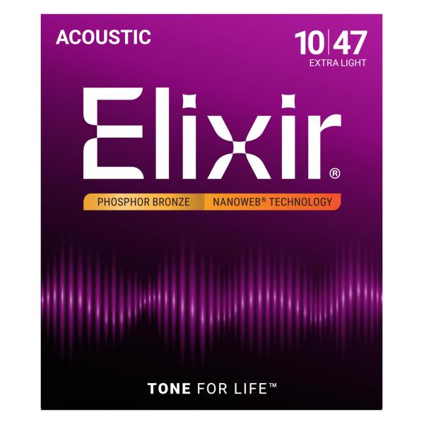 Elixir 16002 Phosphor Bronze NANOWEB Extra Light 10-47フォスファーならではきらびやかで表現力豊かなトーンはそのままにコーティング効果による驚異的なロングライフを実現しました。超極薄ナノウ...
