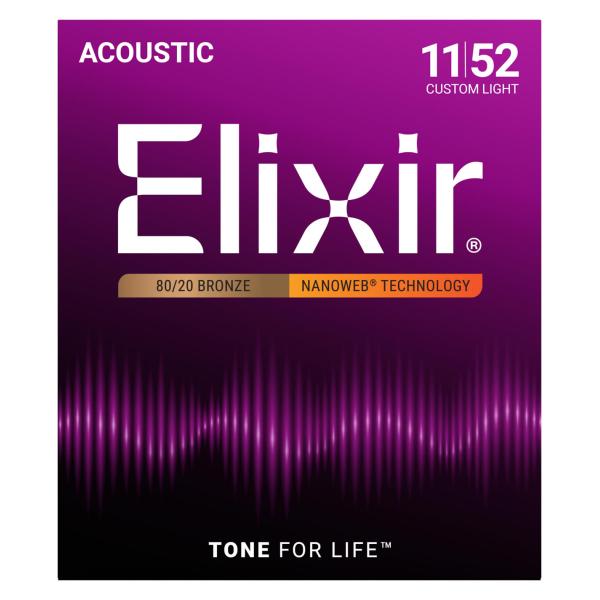 Elixir 11027 80/20 Bronze NANOWEB Custom Light 11-52ポリマーコーティングで驚異的なロングライフを実現したアコースティック弦です。超極薄ナノウェブコーティングを施したエリクサーは・・・・ 高...