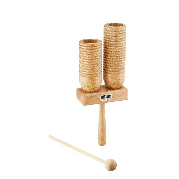 KIKUTANI 製 アゴゴ・ウッドブロック”AGW-2L”です。ウッドブロック&amp;ギロ。２種が同時に楽しめる楽器です。2本の円柱のブロックを付属のバチで叩けばウッドブロックのサウンド。2本のブロックは長さが異なる為、音程に変化を付け...