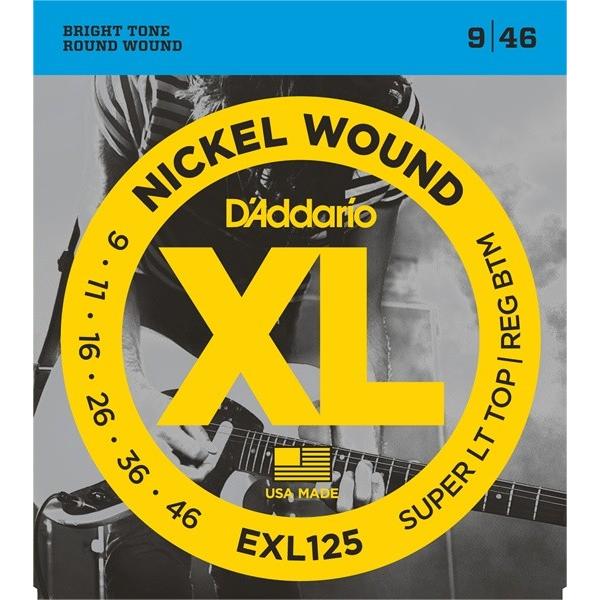 D’Addario XL Nickel Round Wound EXL125　Super Light Top/Regular Bottom 09-46　エレキギター弦 独特なブライトサウンド、素晴らしいイントネーション。世界中のミュージシャ...