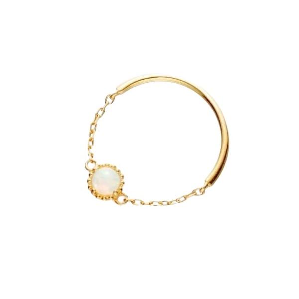 ミルキーオパールチェーンリング SV925(Gold coating)。商品番号 CDG3120OP5