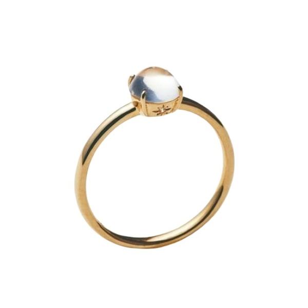 ロイヤルブルームーンストーン&amp;ダイヤモンドリングSV925(Gold coating)。商品番号 CDG3123MN1