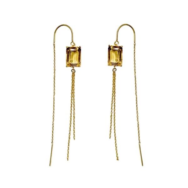 シトリンカレットスイングピアス２こセット両耳SV925 (Gold coating)。商品番号 CHG3051QZ5