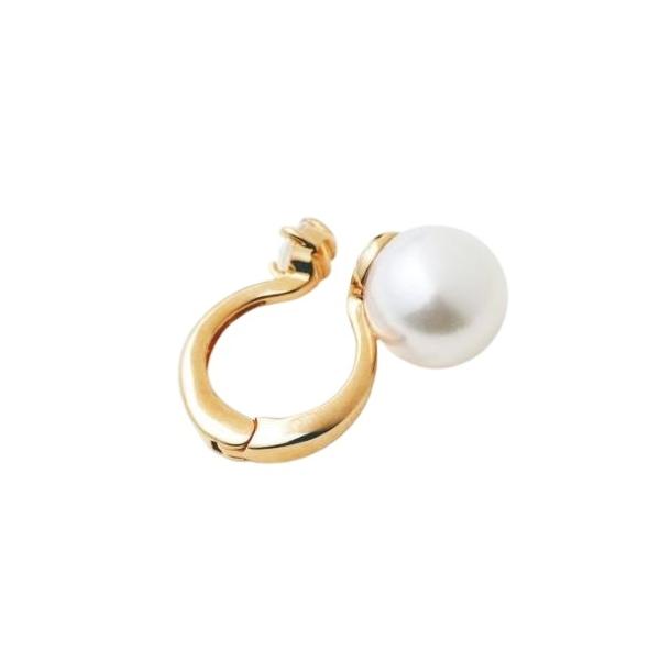 アコヤパール＆ホワイトトパーズイヤーカフ・イヤリング・片耳SV925 (Gold coating)。商品番号 SUG0011TP3