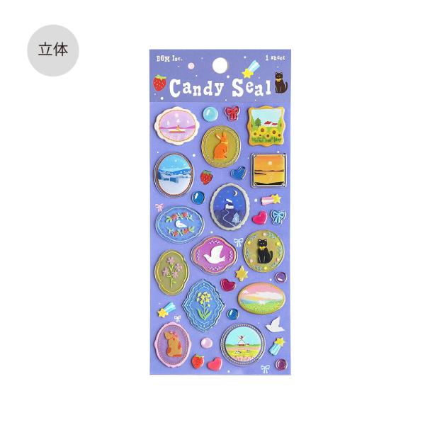 つやつやで縁取りがぷっくりとしているまるで「キャンディ」のようなシールです。お手紙の封止め、スマホケースやトレカケースのデコレーションに・・・！厚すぎないけど立体的。商品サイズ90*175mm　1シート入り
