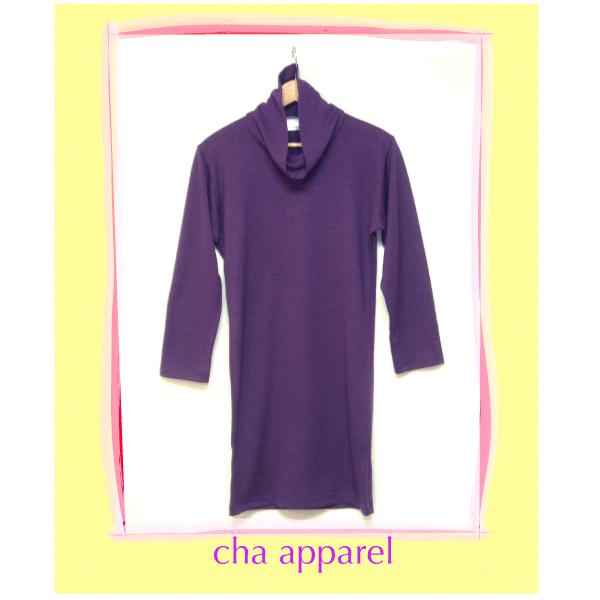 アンゴラ（毛）100％のパープルニット。