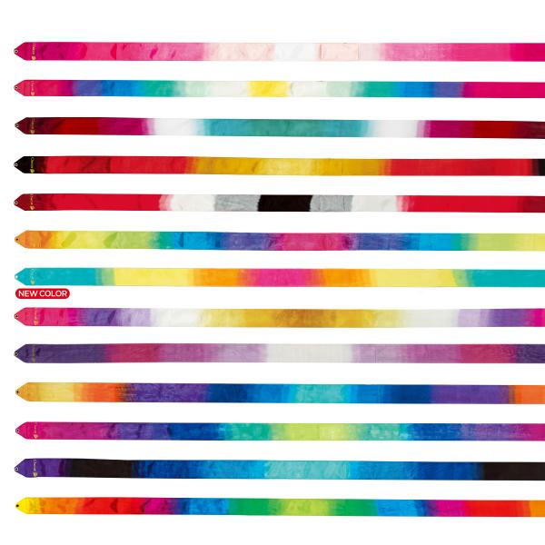 ●色鮮やかなグラデーションカラーで、躍動感のある演技を引き立たせるリボン。●柔軟加工を施し「ソフト仕上げ」は程よい空気抵抗でしなやかに動き、意のままに操ることができるリボンです。●静電気防止糸で縫製されているので、摩擦による静電気の発生を抑...