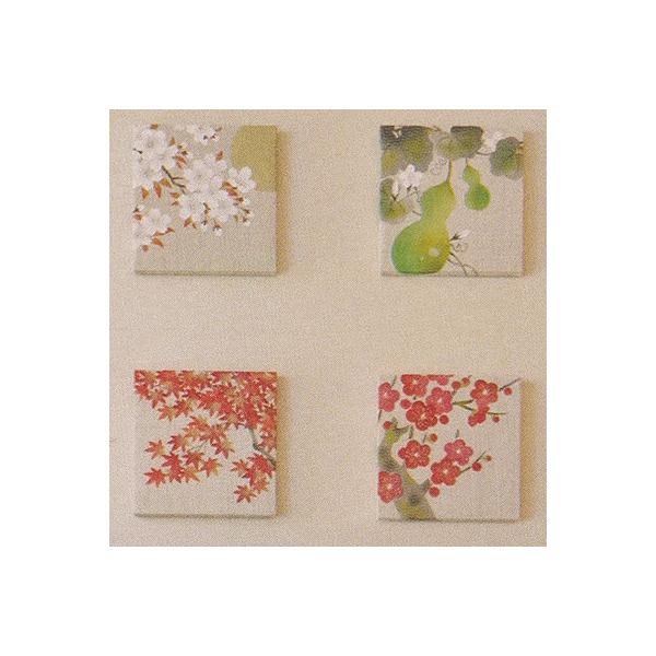 桜、瓢箪、紅葉、梅といった季節の花々が手描きで描かれた、和の趣あふれる和風モダンテイストの本麻パネルです。【送料無料】サイズ＝W20×H20×D2cm【分類・用途】パネル,桜,瓢箪,紅葉,梅,花,四季,インテリア,麻,玄関,和風モダン【注意...