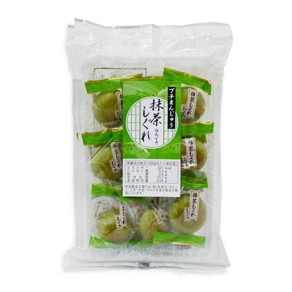 秋の新商品お茶うけに！和菓子にマッチした抹茶を使用しました。抹茶と合う白あん仕立て。食べやすい一口サイズです。約14g×9個入り。名称: 半生菓子（抹茶しぐれ）原材料名: 餡（生あん、砂糖、水飴）（国内製造）、甘納豆（砂糖、小豆）、抹茶粉末...