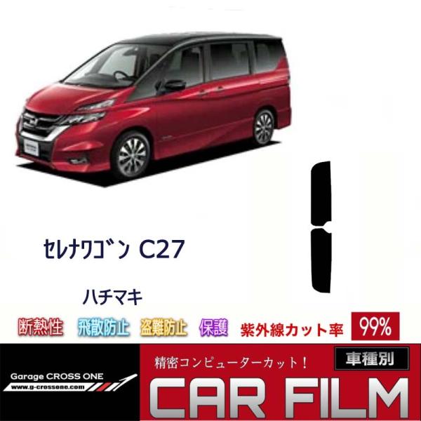 ハチマキ　高品質　プロ仕様　　3色選択カット済みカーフィルム メーカー             ニッサン車種                    セレナワゴン型式                     C27【セット内容】ハチマキ（サン...
