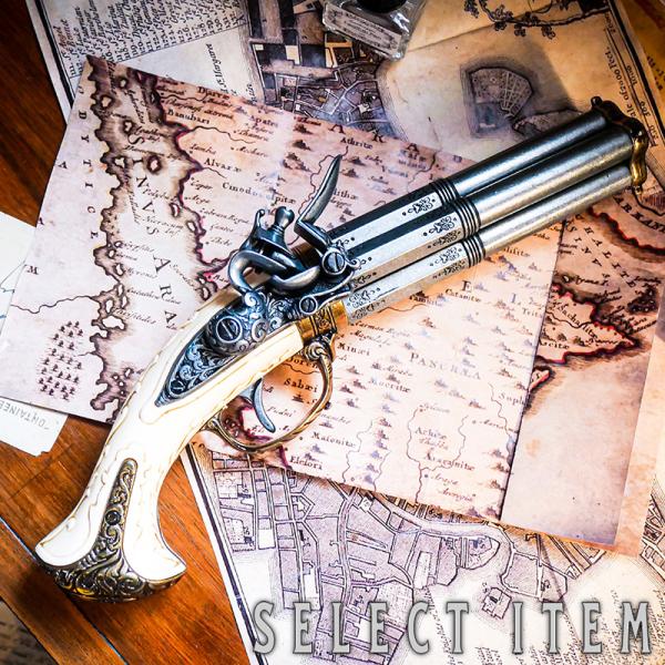 フランス18世紀のフリントロック 4バレルピストルレプリカ。精巧な作りでコスプレや舞台小道具にも◎30.5cm 1159g原産国：スペイン※輸入品のため、BOXはダメージがある場合や、製品の仕上げに関しては多少粗い場合がございます。※観賞用...