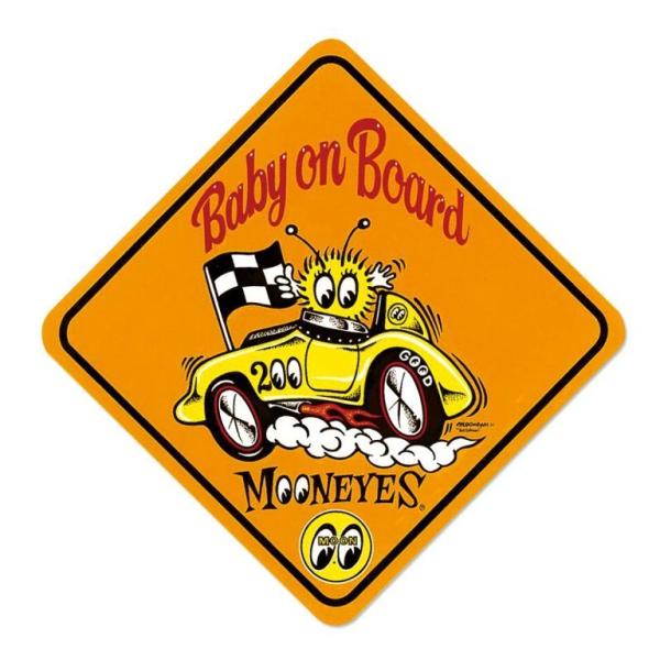 「子供が乗ってます」ハンギング！Baby on Board 赤ちゃんが乗ってます、と他の車や人に教えてくれるステッカーです。デフォルメされた MOON BEAM に、ウィープラスが乗っている、Wildman 石井のキュートなデザイン。サイズ...