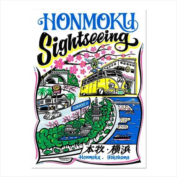本牧 を代表する様々な場所が Wildman 石井によって描かれたステッカーです。HONMOKU SIGHTSEEING、桜が見頃な春の本牧横浜にフォーカスし、本牧通りを沿って、三溪園、FLAT 4、そして MOONEYES がお出迎え。海...