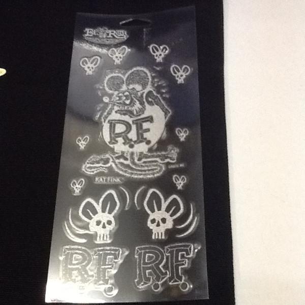 ベーシックなスタンディング ラット フィンクのデザインは車のウィンドウやバイクのタンクなどに最適!RFマークやスカルフライは単体でお好きな場所に!抜き文字タイプのデカールです。サイズ:H19×W8cm