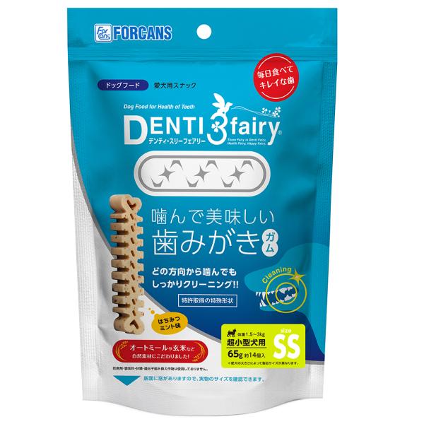 メーカー：フォーキャンス 犬フード　おやつ　デンタル　歯磨き　歯みがき　デンタルケアガム　チューインガム　フォーキャンス　FORCANS　デンティ　スリーフェアリー　SS　超小型犬用　14個入り　20110908　HTK　_oyatu　41...