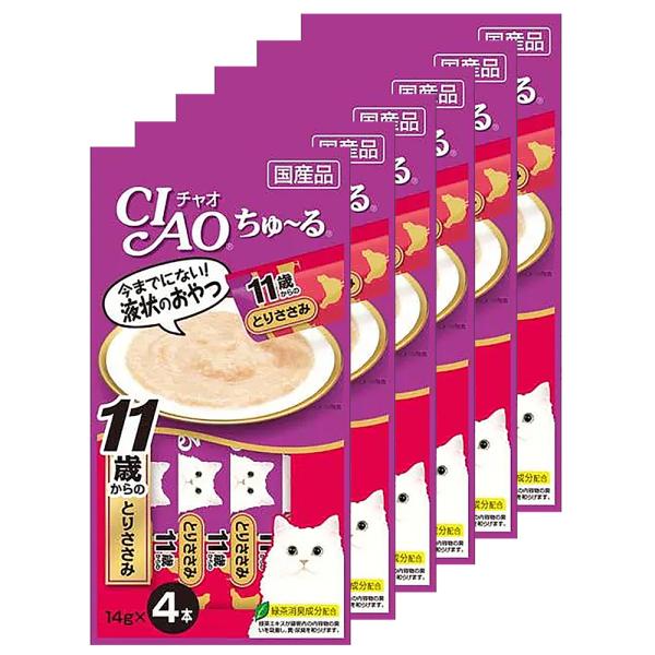 メーカー：いなば inabatyutop　猫フード　おやつ　スープ　いなば　ＣＩＡＯチャオ　ちゅ〜る　１１歳からのとりささみ　１４ｇ×４本　20130627　TA　６袋入り　inbp5bai0901_ctf　_neko　4901133716...