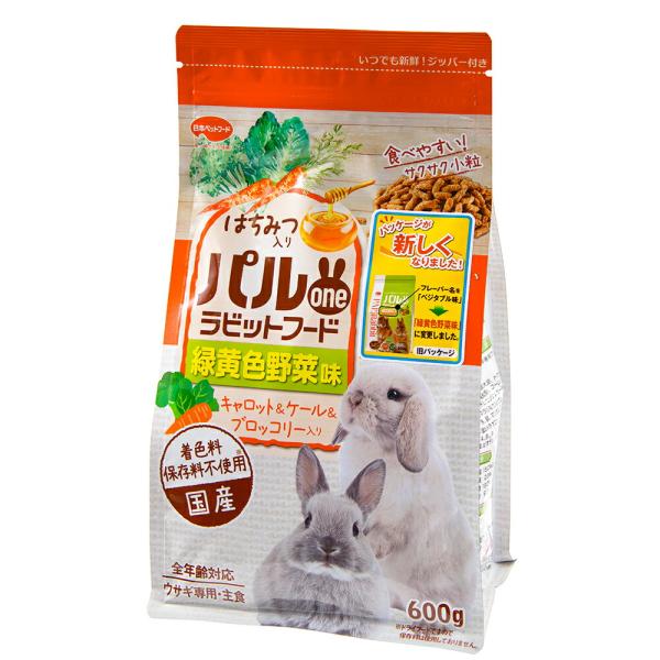 メーカー：日本ペットフード palone　_animal　nych　20180708　4951761573127　日本配合飼料　フィード・ワン　パルone　ラビットフード　ベジタブル味　600g　小動物　ウサギ　フード　ペレット　総合栄養食...