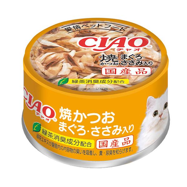 メーカー：いなば whityinabayakika　キャットフード　ウェットフード　いなば　ＣＩＡＯチャオ　バラ売り　ホワイティ　焼かつお　まぐろ・ささみ入り　８５ｇ　ＣＩＡＯ　チャオ　20140503　RT　２４缶入り　箱売り　49011...