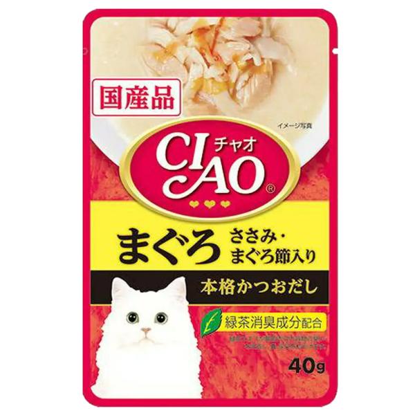 メーカー：いなば sfset　_neko　キャットフード　ウェットフード　いなば　ＣＩＡＯチャオ　ＣＩＡＯパウチ　まぐろ　ささみ・かつお節入り　４０ｇ　国産　20140513　YMZ　９６袋入り　箱売り　4901133618635セット　ま...