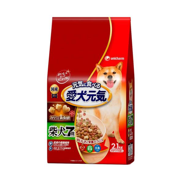 メーカー：ユニチャーム de20_uniai　_dog　愛犬元気　柴犬用　２．1ｋｇ　犬フード　ドッグフード　餌　エサ　ごはん　ご飯　小分け　半生ドライフード　ユニ　チャーム　ユニ・チャーム　総合栄養食　国産　皮膚　ビーフ　小魚　野菜　7歳...